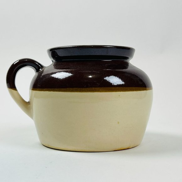 Brown Tan Crock | Other | Vintage 45 Bean Pot Brown Tan Pottery Glazed ...